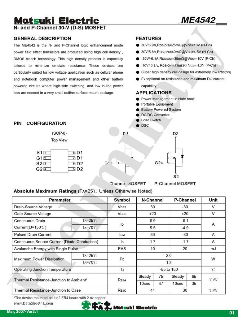 Datasheet ME4542 | PDF