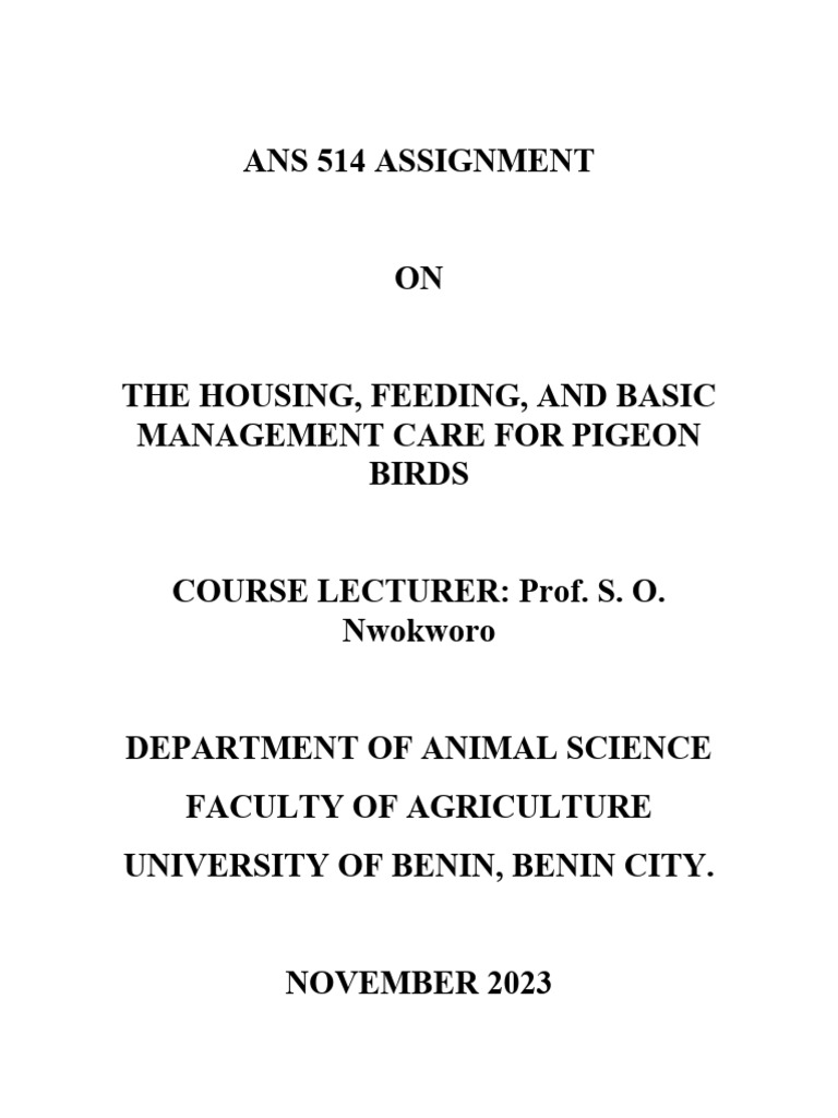 MANAGEMENT OF PIGEON BIRD | PDF