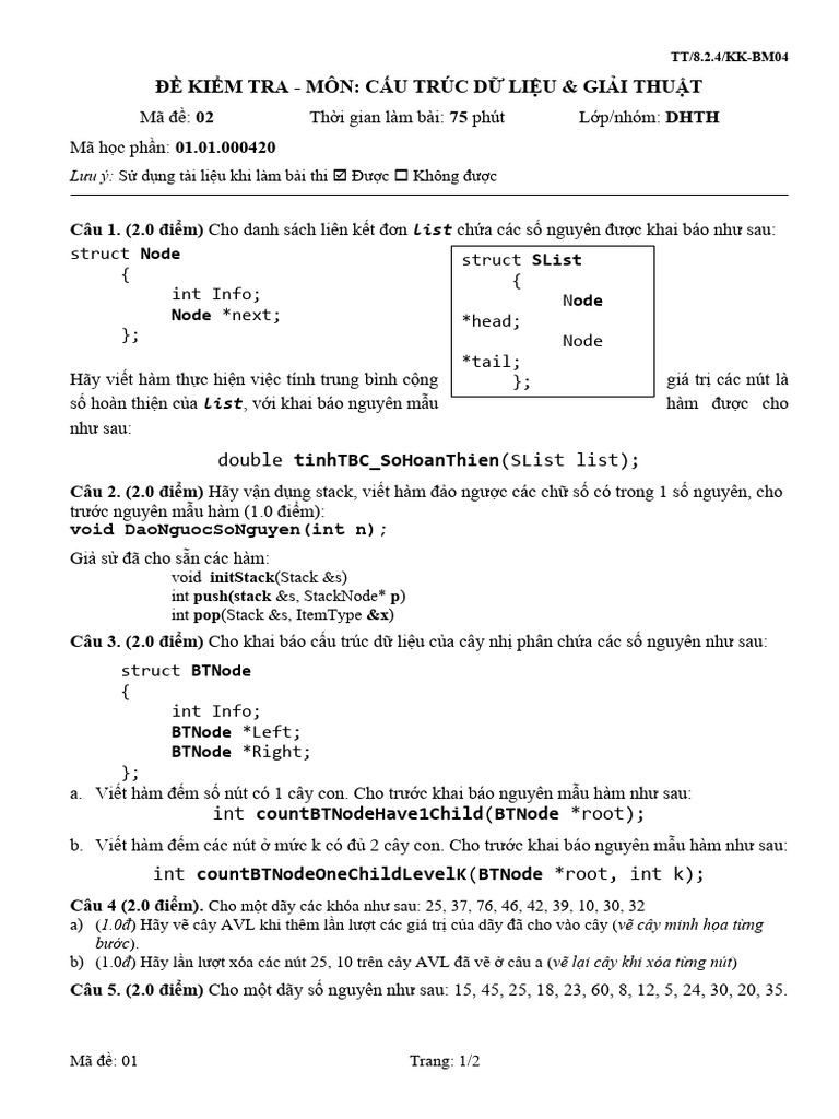 De-2 CTDLGT DHTH | PDF