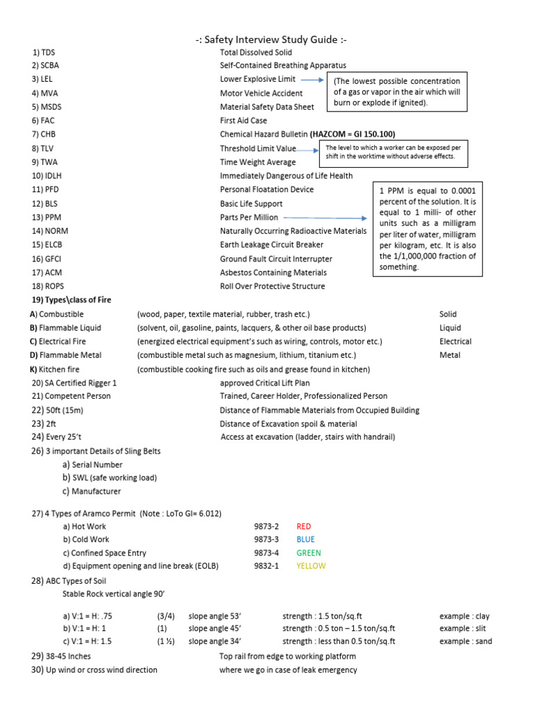 Safety Interview Study Guide Updated Version | PDF | Scaffolding