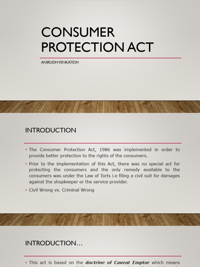 Consumer Protection Act: Anirudh Venkatesh | PDF | Consumer Protection ...