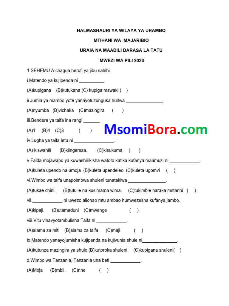 Uraia Na Maadili DRS Iii | PDF