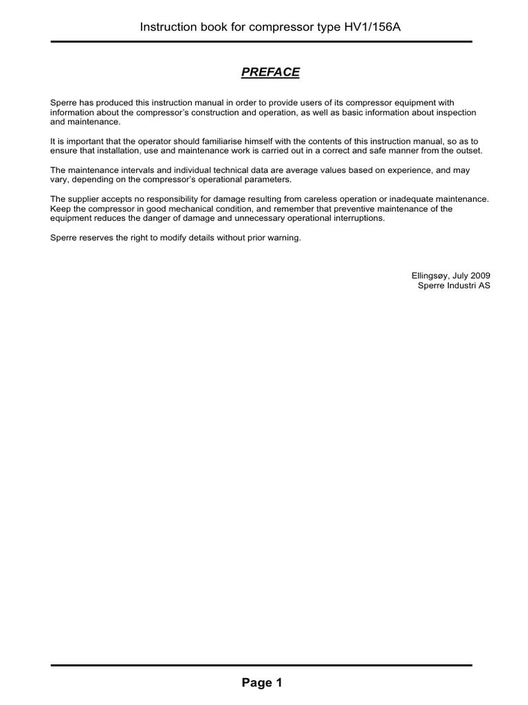 Instruction Manual HV1-156A PART 1 | PDF | Piston | Valve