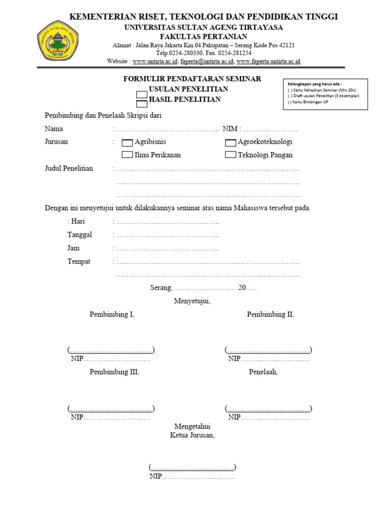 Contoh Formulir Pendaftaran Seminar | PDF