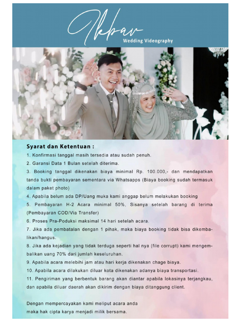 Pricelist Video Wedding - Ikbar | PDF