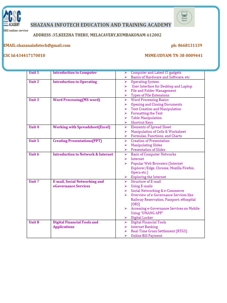 Bcc Syllabus Pdf Internet Application Software