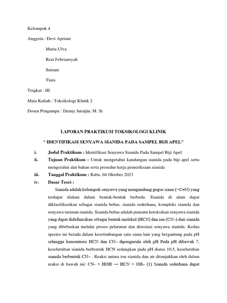 Sianida Laporan Kel 4 | PDF