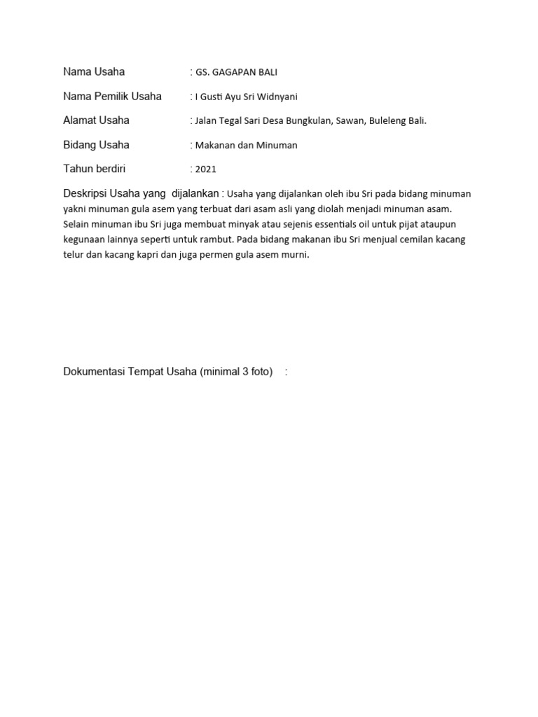 Template Profil Usaha Mitra | PDF