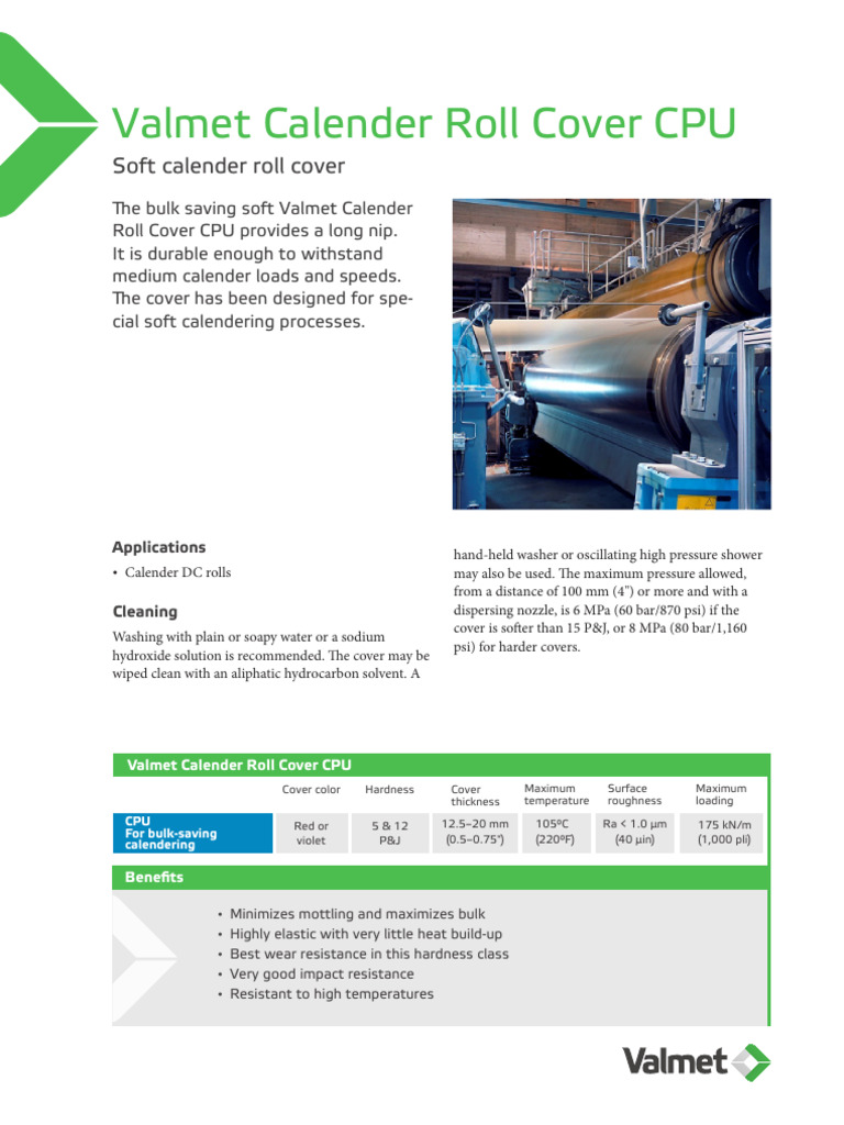 Valmet Calender Roll Cover CPU | PDF | Physical Chemistry | Chemistry