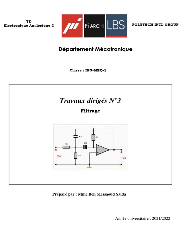 Filtrage en Électronique Analogique 2 | PDF | Sciences et mathématiques ...