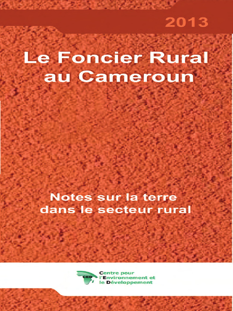 Livret Sur Le Foncier Rural Au Cameroun | PDF