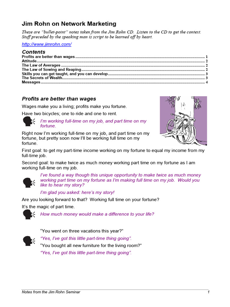 Jim Rohn On Network Marketing - Seminar Extract | PDF | Lifestyle