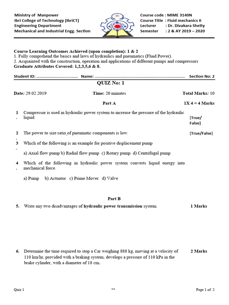 Fm-II Quiz 1 19-20.docx - Section2 | PDF | Computers