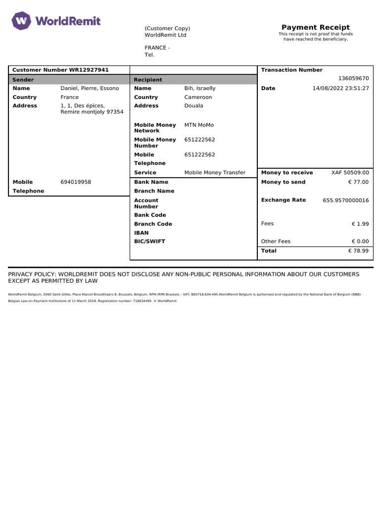 Payment Receipt | PDF