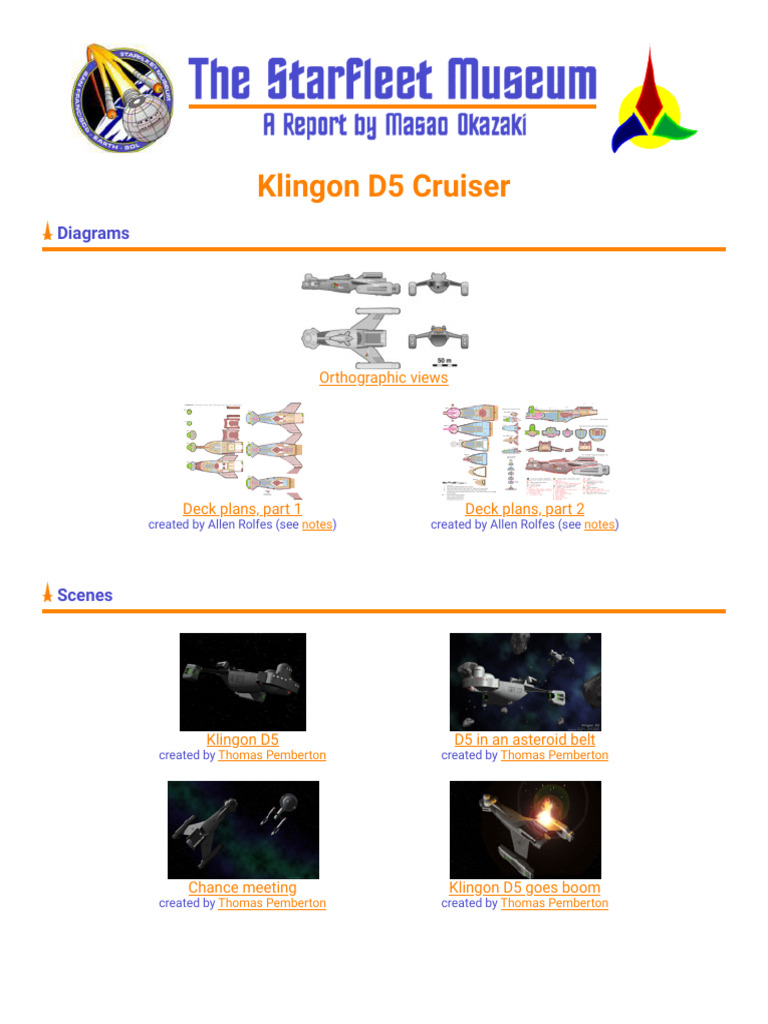 The Starfleet Museum - Klingon D5 Cruiser | PDF | Klingon | Cruiser
