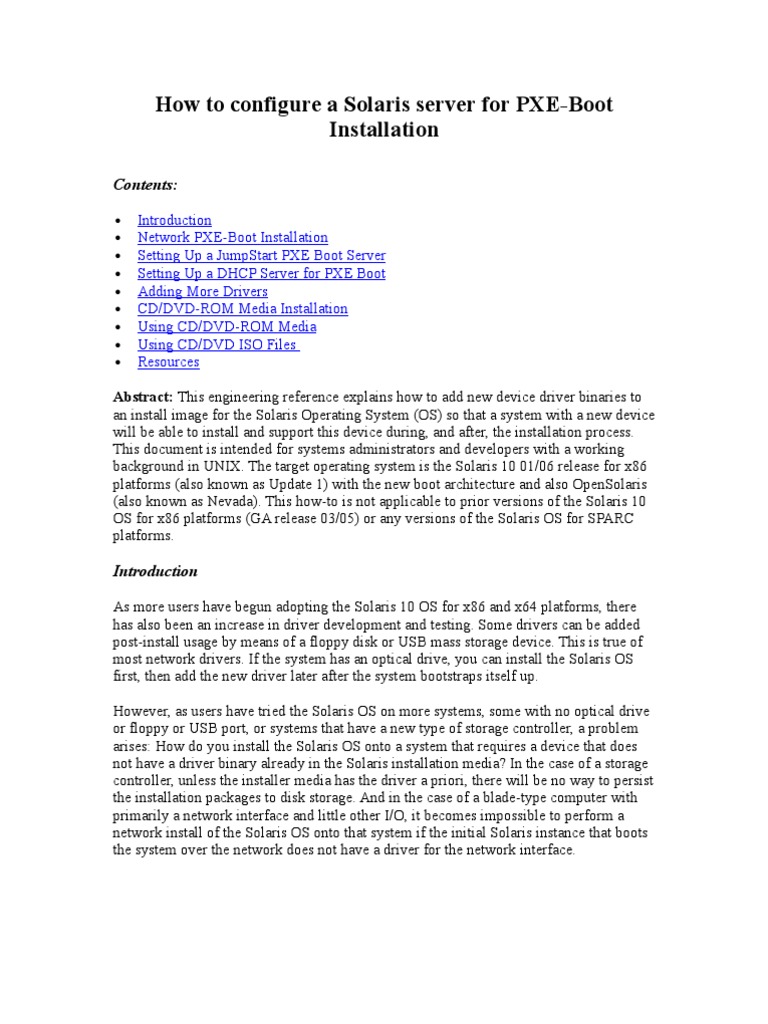 How To Configure A Solaris Server For PXE-Boot Installation | PDF ...
