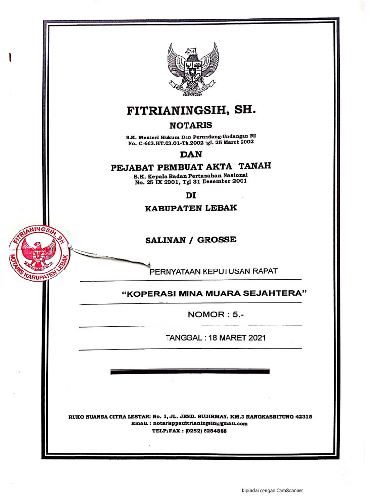 Akta Perubahan Koperasi | PDF
