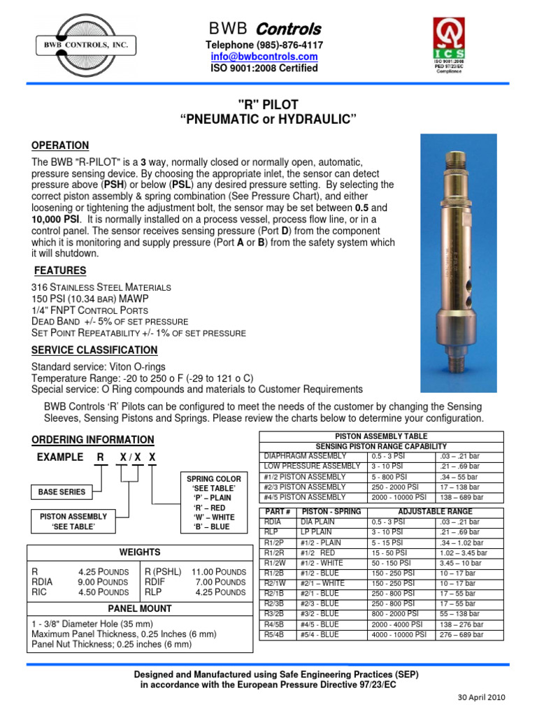 Products - Instrumentation - Hydraulic Pnuematic Controls - Pressure ...