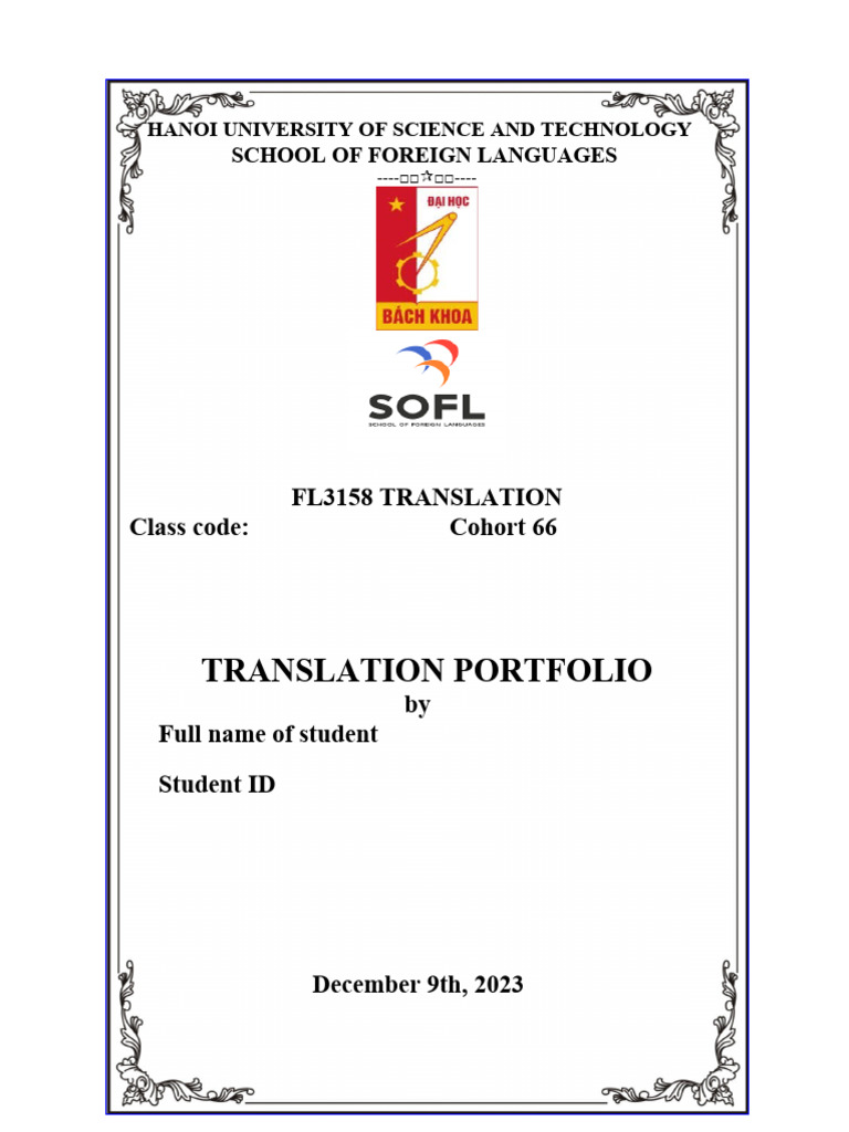Assignment Template - FL3158 - Translation | PDF