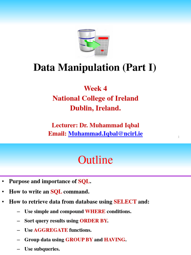 Data Manipulation (Part - I) | PDF | Sql | Databases