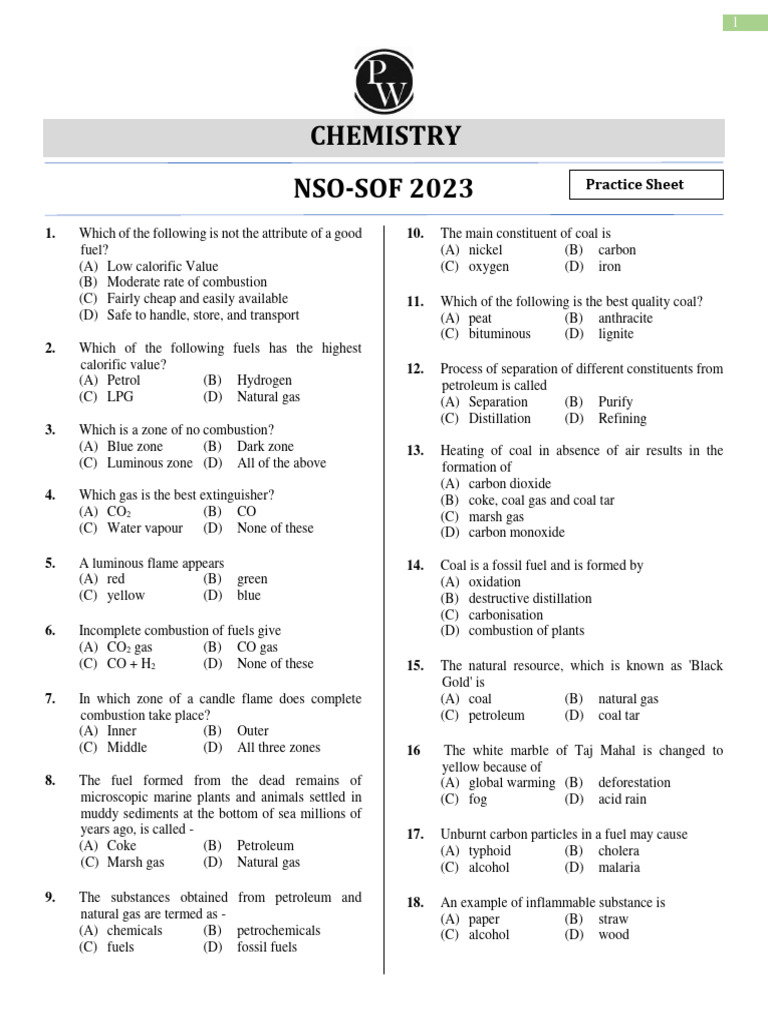 Complete NSO & SOF Chemistry (Part 2) - Practice Sheet Notes - (Only ...