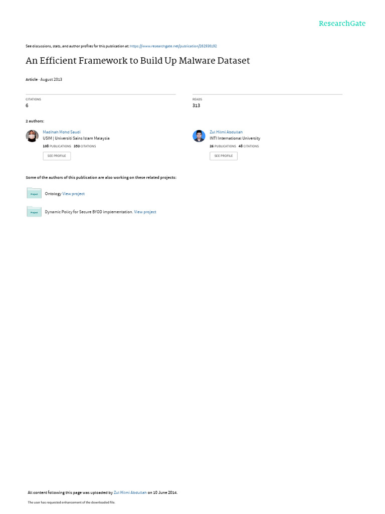 An Efficient Framework To Build Up Malware Dataset | PDF | Malware | Data