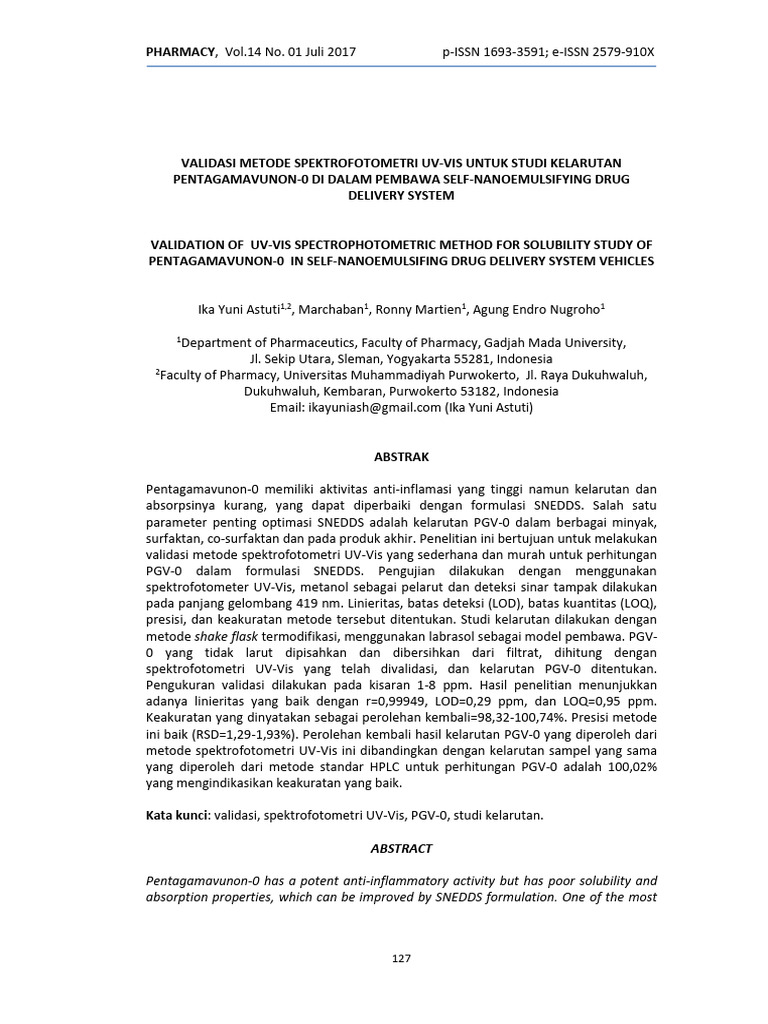 Validasi Metode Spektrofotometri UV-Vis | PDF