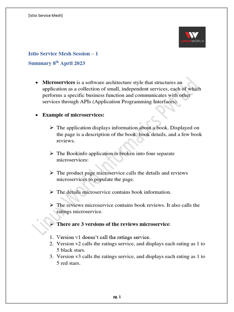 Istio Service Mesh Summary1 8th April 2023 | PDF | Graphical User Interfaces | Application Software