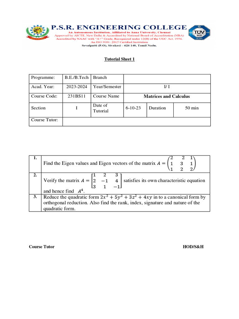 Tutorial Sheet 1 1 Pdf 1402