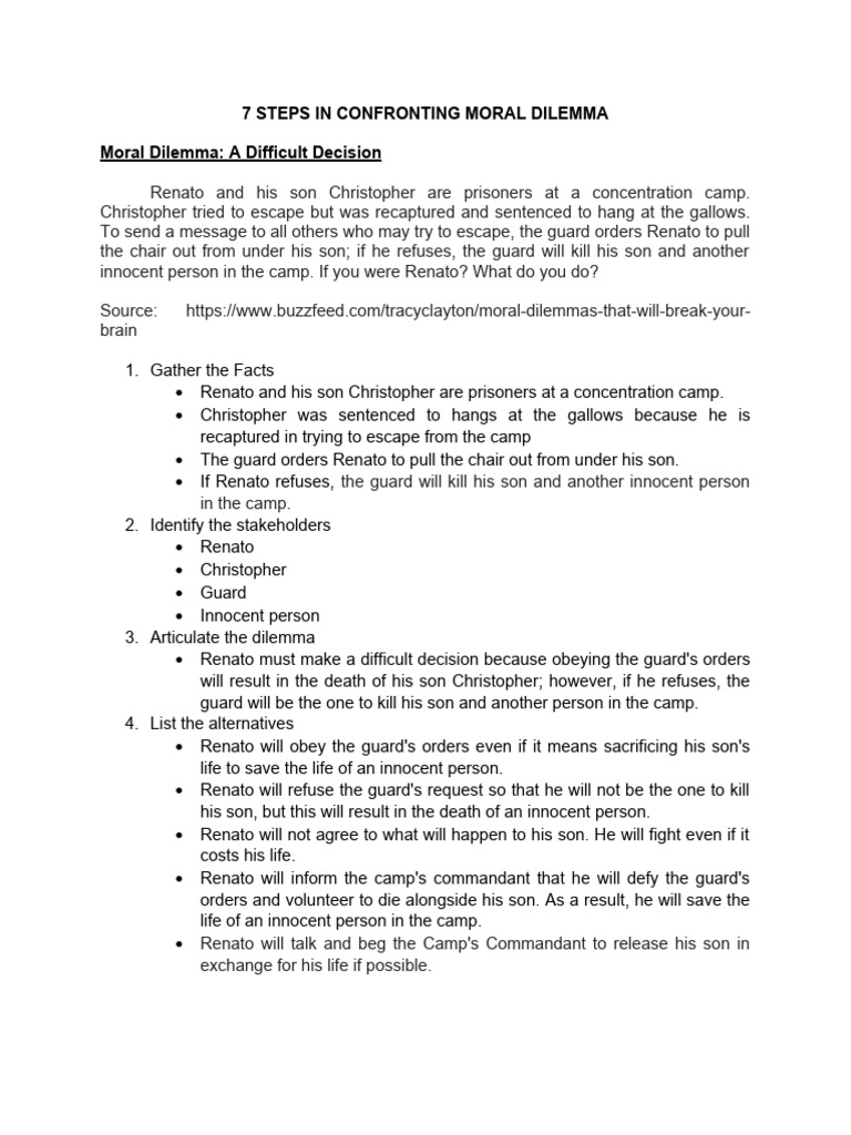 7 Steps in Confronting Moral Dilemma 22 Only | PDF