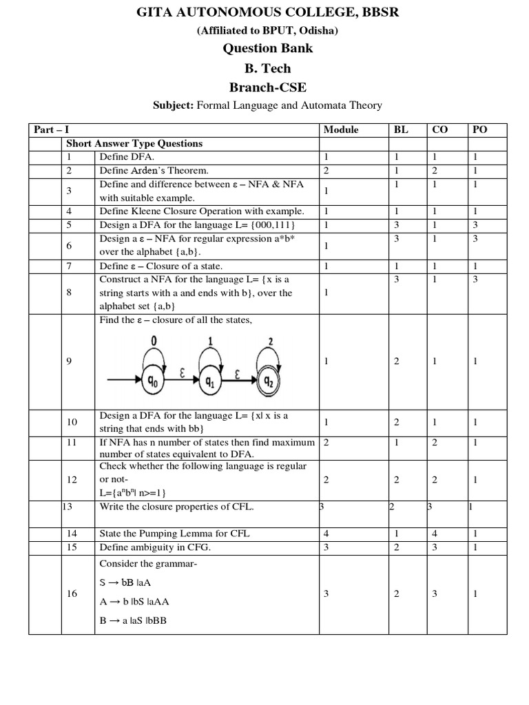 FLAT (Question Bank) | PDF | Grammar | Computer Science