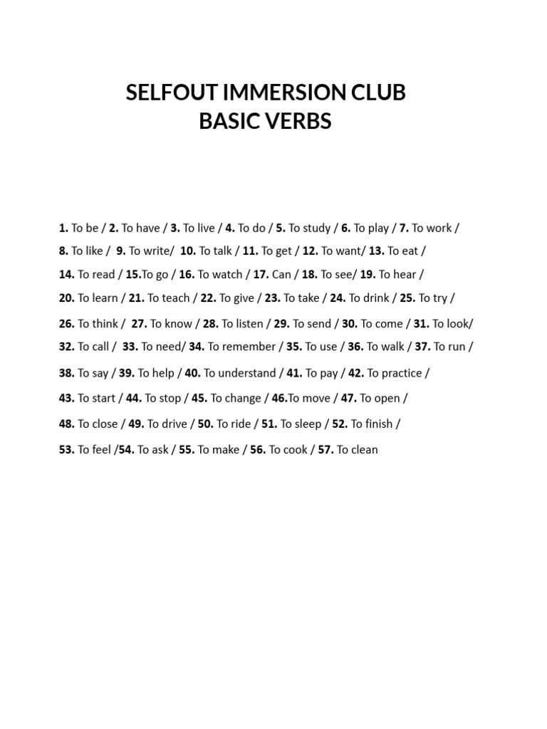 BASIC Verbs Chart | PDF | Adverb | Adjective