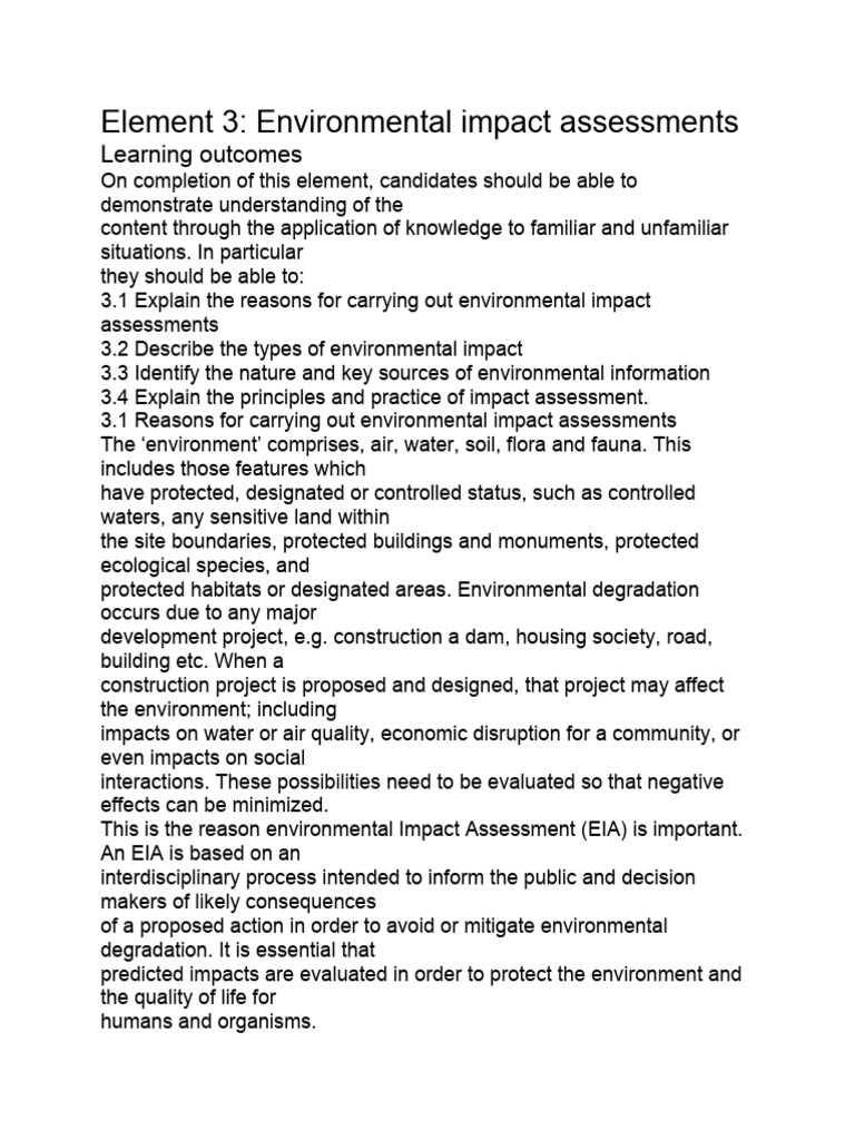 Element 3 Environmental Impact Assessments | PDF | Life Cycle ...
