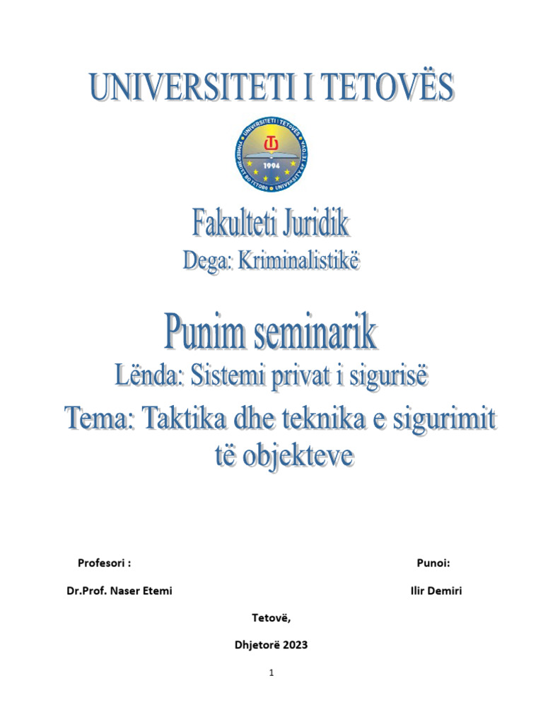 Punim Seminarik Sistemi Privat I Sigurisë | PDF