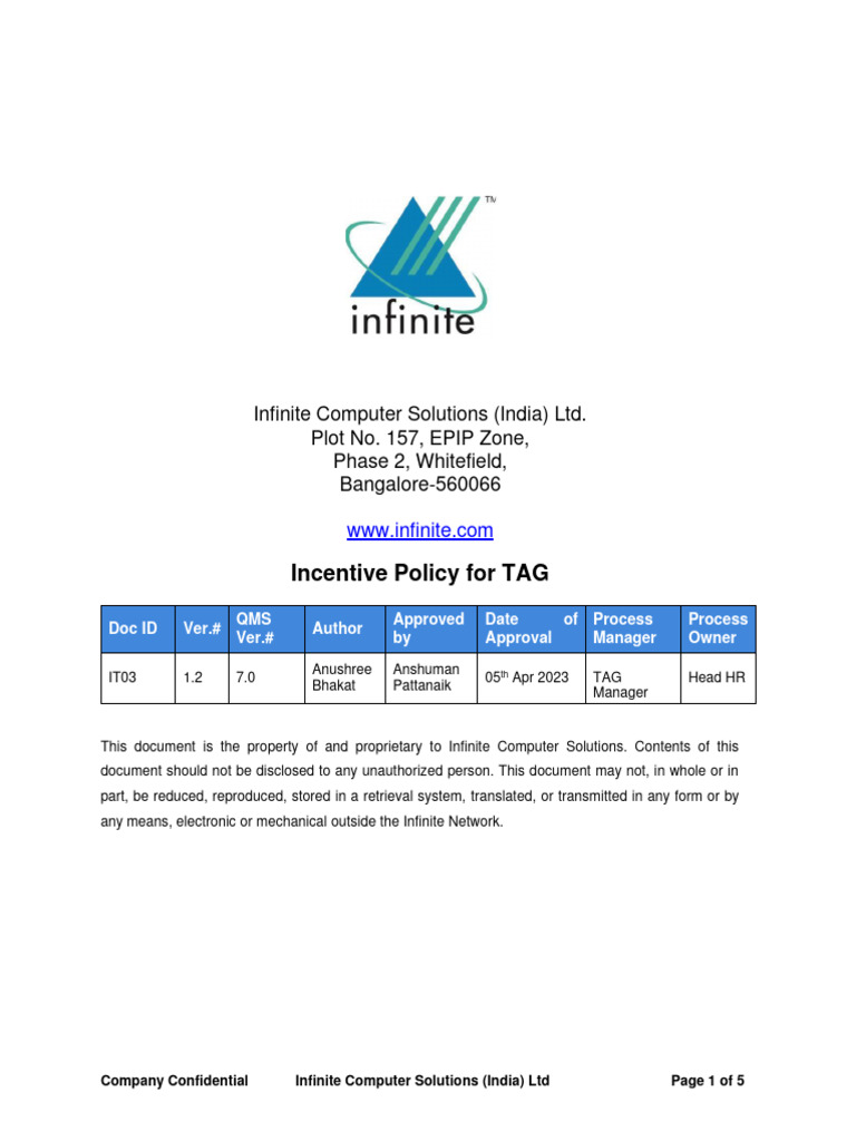 Incentive Policy For TAG | PDF | Recruitment | Business