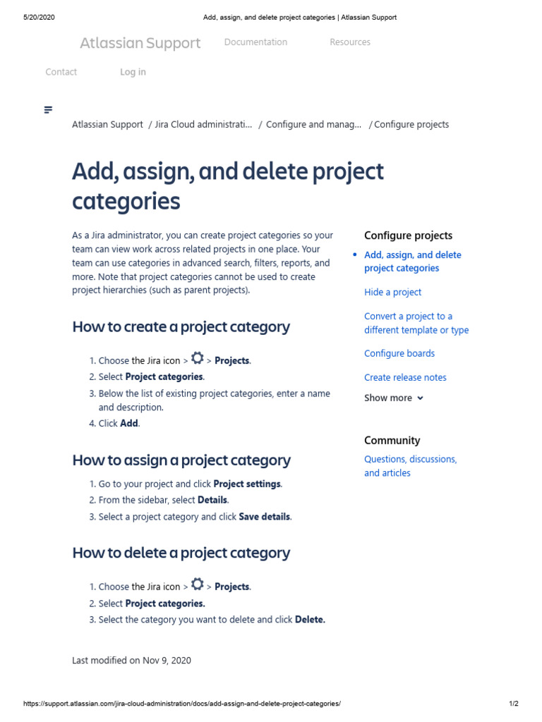Add, Assign, and Delete Project Categories - Atlassian Support | PDF | Software | System Software