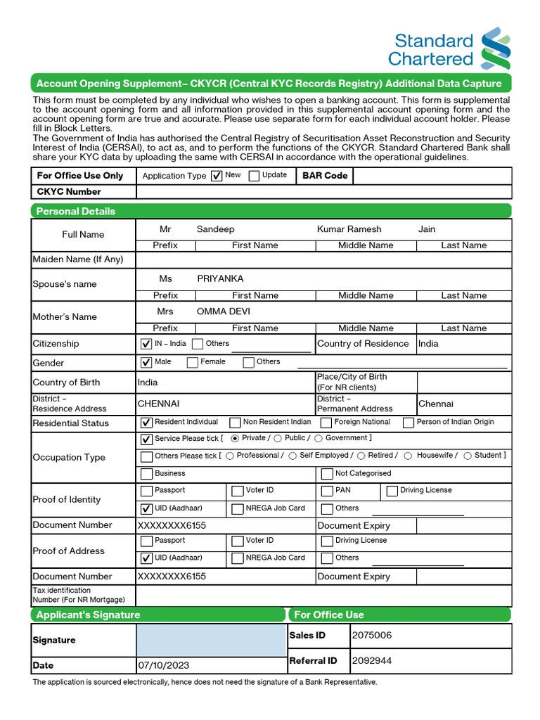 IN20231007001975 - CKYC Annexure | PDF | Identity Document | Access Control