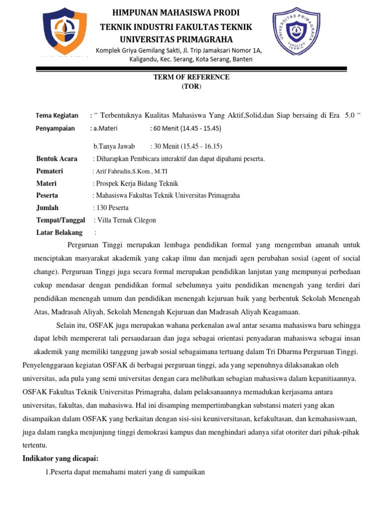 Tor Pemateri Prospek Kerja Bidang Teknik | PDF