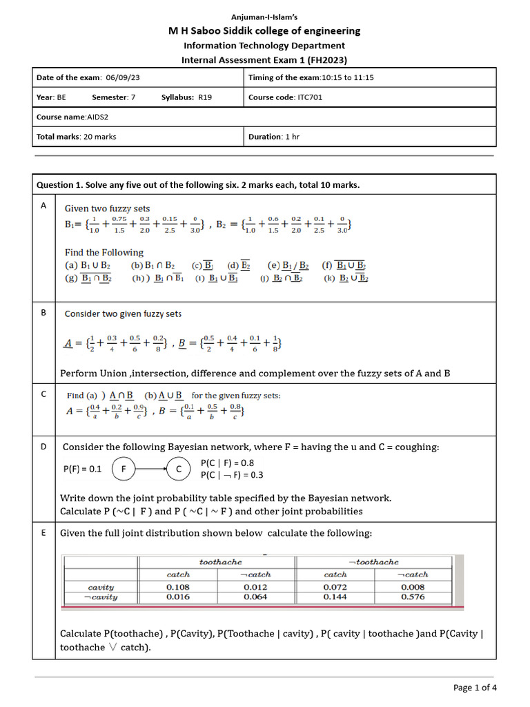 QB - Ay23-Iae1-Aids2 | PDF | Teaching Methods & Materials | Computers