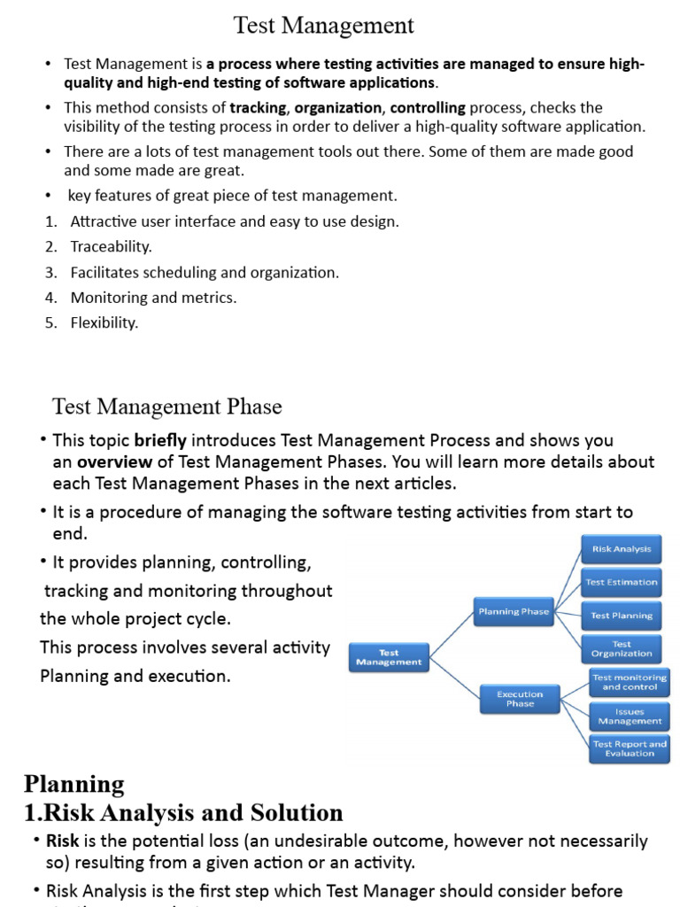 Test Management | PDF | Software Testing | Risk