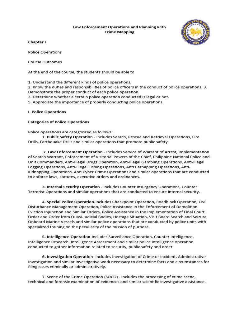Overview of Police Operations Categories | PDF | Police | Reasonable ...