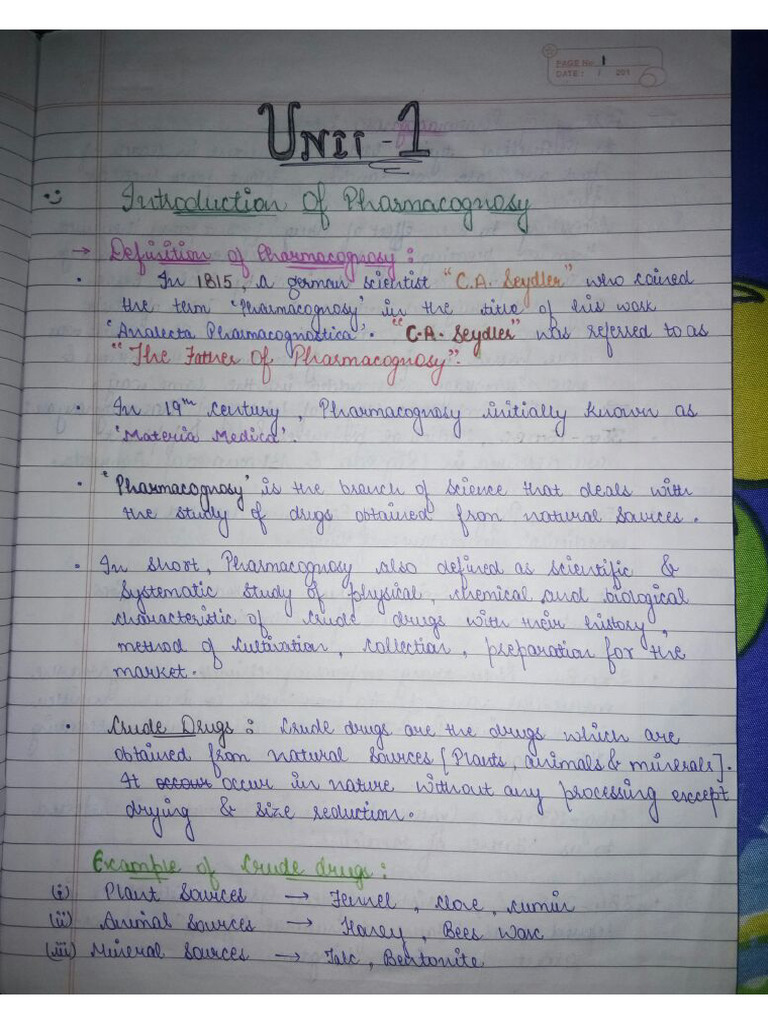 Pharmacognosy 1 Sem 4 Notes | PDF