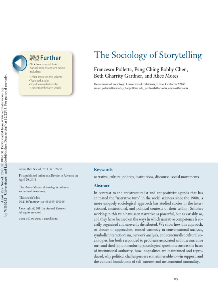 Polletta 2011 | PDF | Narrative | Sociology