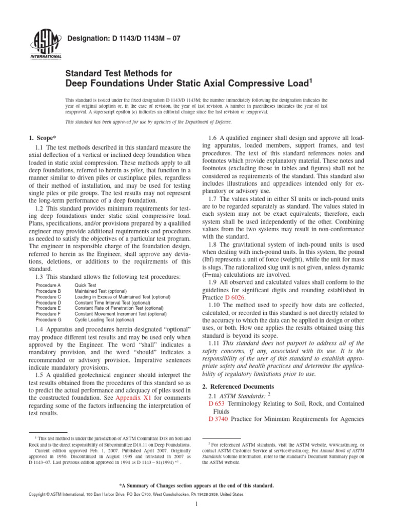 ASTM D1143 Page 01 | PDF | Deep Foundation | Force