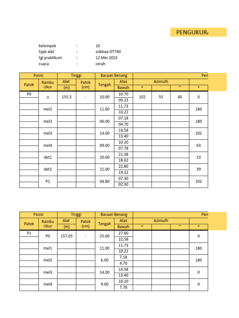 Exel Survey Dan Pemetaan Kel 2 Ril | PDF