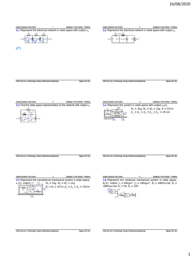 State Space Representation in Control Systems | PDF | Mathematics | Mechanics