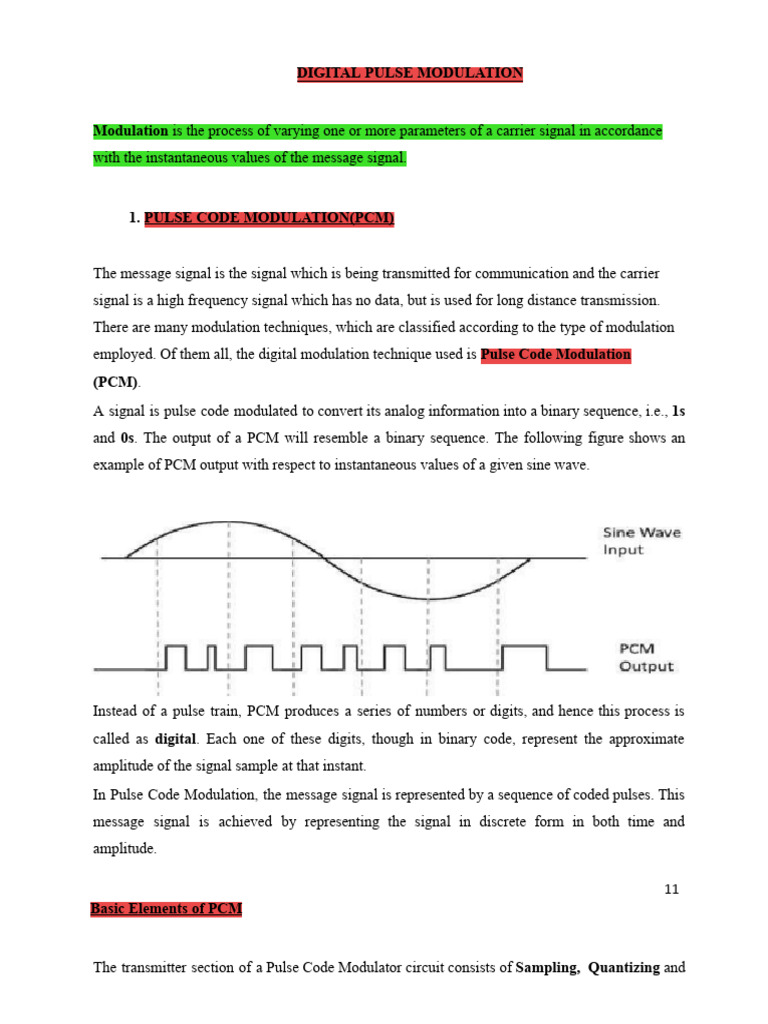 Digital Pulse Modulation Pdf Modulation Sampling Signal Processing