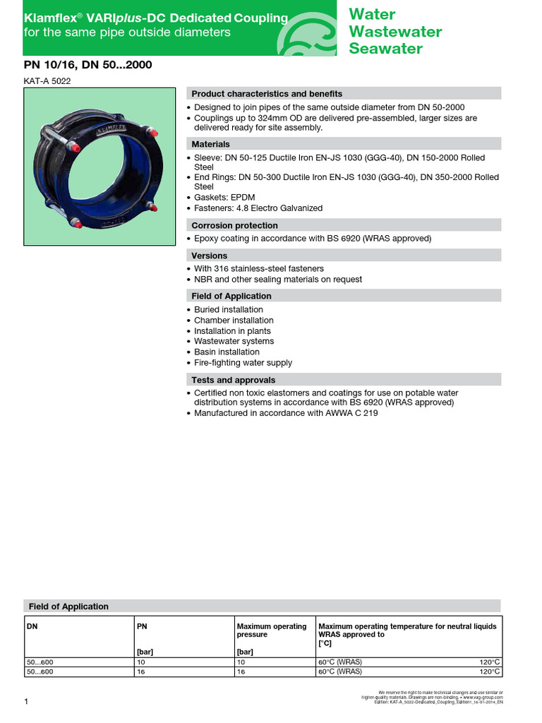 KAT-A 5022 Klamflex VARIplus-DC Dedicated Coupling 16-01-2014 EN | PDF ...