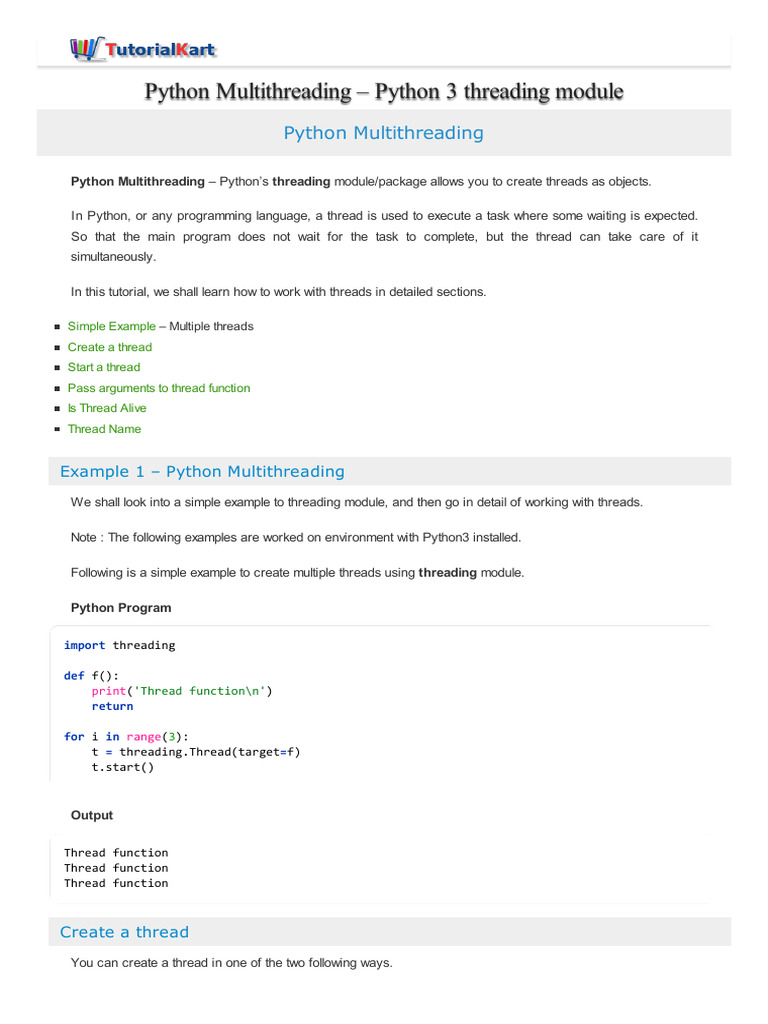 Python Multithreading | PDF Python Multithreading | PDF