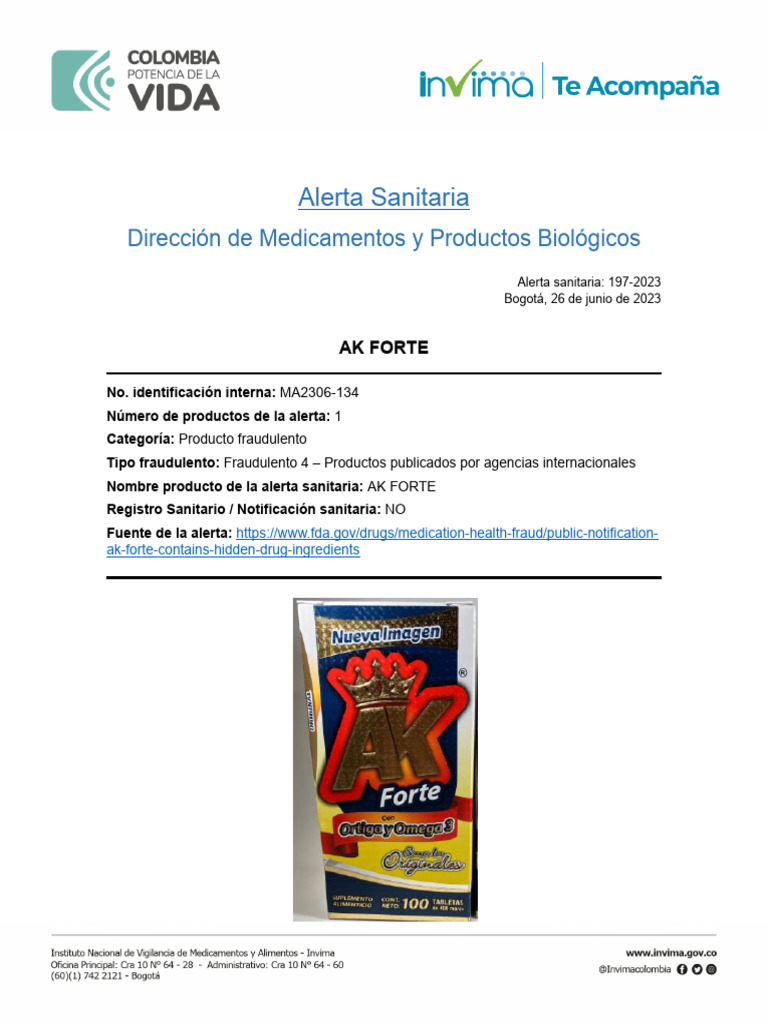 Alerta Sanitaria - 197-2023 - AK FORTE | PDF | Droga anti-inflamatoria ...